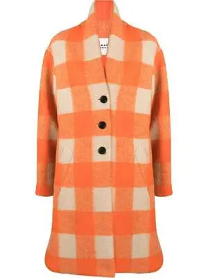 MARANT ETOILE Gabriel Checked Coat - Orange