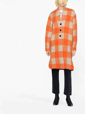 MARANT ETOILE Gabriel Checked Coat - Orange