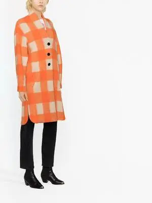 MARANT ETOILE Gabriel Checked Coat - Orange
