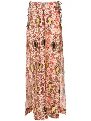 AMIR SLAMA Floral-print High-waisted Skirt