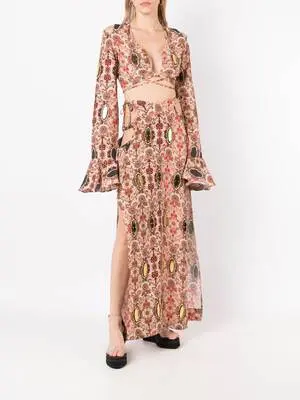 AMIR SLAMA Floral-print High-waisted Skirt