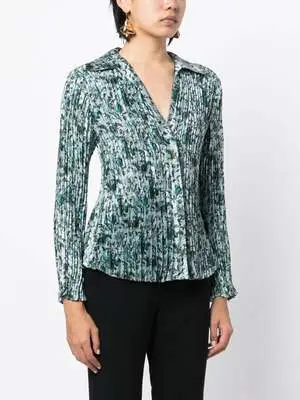 Vince Blooms Pleated Shirt - Green