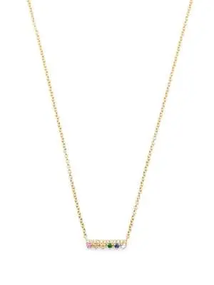 Ef Collection 14kt Yellow Chloe Bar Diamond Gemstone Pendant Necklace - Gold