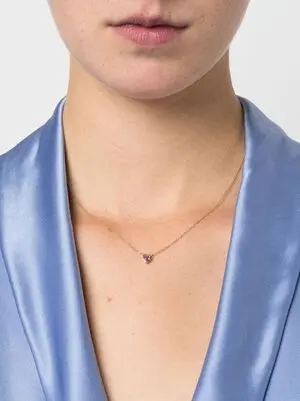 Ef Collection 14kt Rose Gold Heart Sapphire Necklace