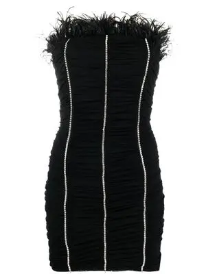 Patrizia Pepe Crystal-embellished Feather-detail Dress