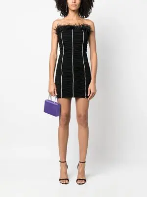 Patrizia Pepe Crystal-embellished Feather-detail Dress