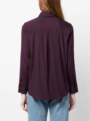 PAULA Scarf-detail Stretch-silk Shirt - Purple