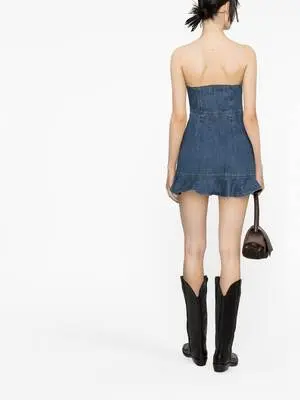 SELF-PORTRAIT Sweetheart Denim Mini Dress