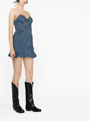 SELF-PORTRAIT Sweetheart Denim Mini Dress