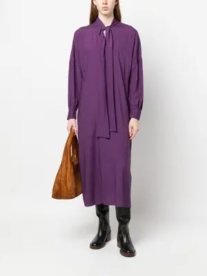 PAULA Scarf-detail Midi Dress - Purple