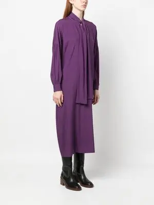 PAULA Scarf-detail Midi Dress - Purple