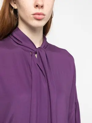 PAULA Scarf-detail Midi Dress - Purple