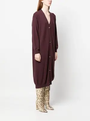 PAULA Long-length Cashmere Cardigan - Purple