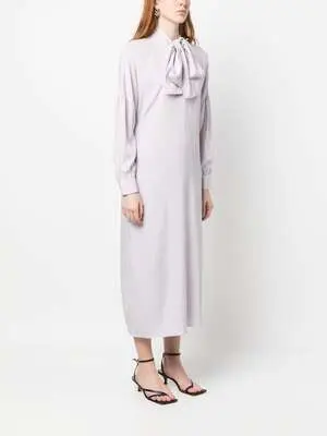 PAULA Scarf-detail Midi Dress - Purple