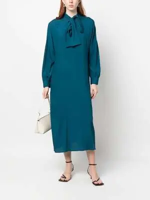 PAULA S Scarf-detail Midi Dress - Blue