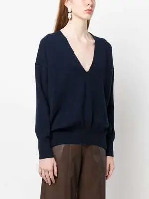 PAULA V-neck Cashmere Sweater - Blue