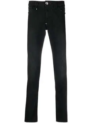 Philipp Plein Logo-plaque Slim-leg Jeans - Black