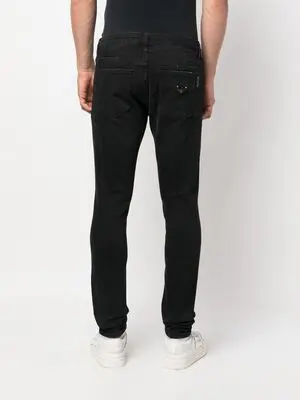Philipp Plein Logo-plaque Slim-leg Jeans - Black