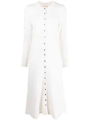 PAULA Buttoned-up Knitted Dress - White