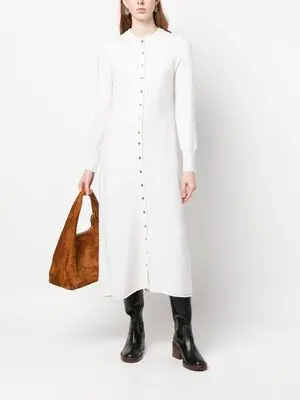 PAULA Buttoned-up Knitted Dress - White