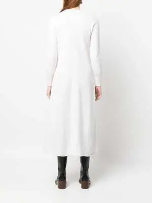 PAULA Buttoned-up Knitted Dress - White