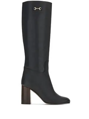 FERRAGAMO Gancini Bit Leather Knee-high Boots