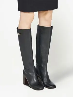 FERRAGAMO Gancini Bit Leather Knee-high Boots