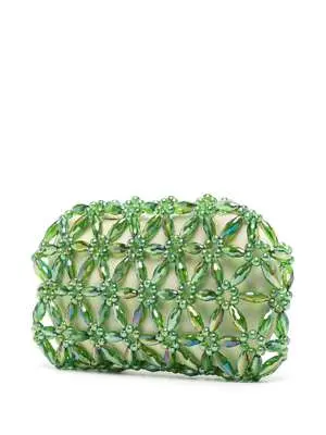 0711 TBILISI Bead-embellished Clutch - Green