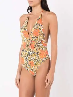 CLUBE BOSSA Floral-print Halterneck Swimsuit