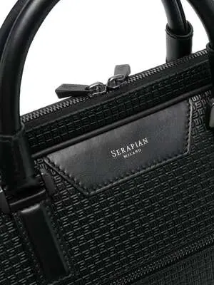 SERAPIAN Grained Leather Laptop Case - Black