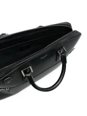 SERAPIAN Grained Leather Laptop Case - Black