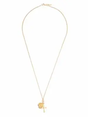 Emanuele Bicocchi Rose And Cross Pendant Necklace