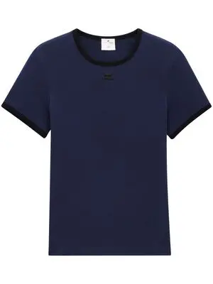 COURREGES Contrasting-trim Logo T-shirt - Blue