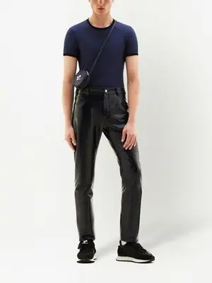 COURREGES Contrasting-trim Logo T-shirt - Blue