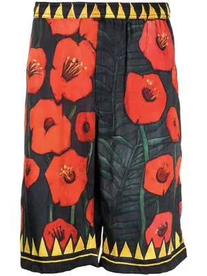 ENDLESS JOY Floral-print Silk Shorts