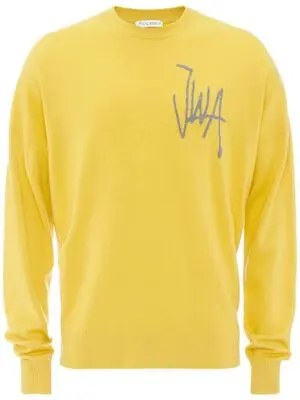 JW Anderson Logo-intarsia Merino-wool Jumper - Yellow