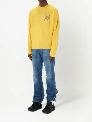 JW Anderson Logo-intarsia Merino-wool Jumper - Yellow