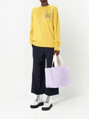 JW Anderson Logo-intarsia Merino-wool Jumper - Yellow