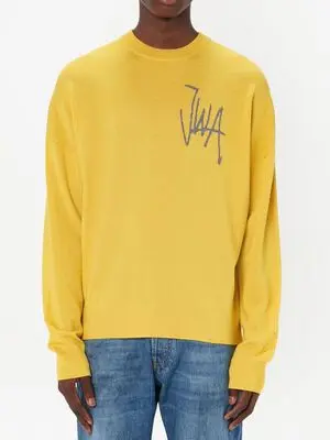 JW Anderson Logo-intarsia Merino-wool Jumper - Yellow