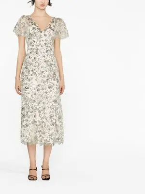 SELF-PORTRAIT Sequin-embellished Tulle Midi Dress