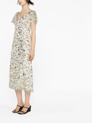 SELF-PORTRAIT Sequin-embellished Tulle Midi Dress
