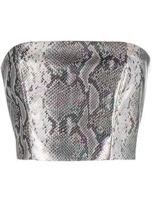 ROTATE BY BIRGER CHRISTENSEN Metallic Snakeskin Bandeau Top