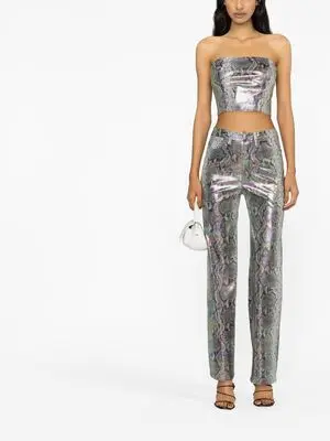 ROTATE BY BIRGER CHRISTENSEN Metallic Snakeskin Bandeau Top