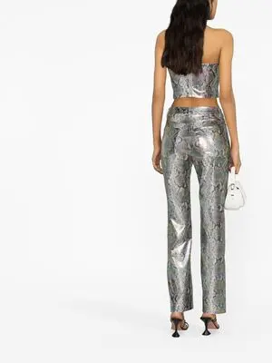 ROTATE BY BIRGER CHRISTENSEN Metallic Snakeskin Bandeau Top