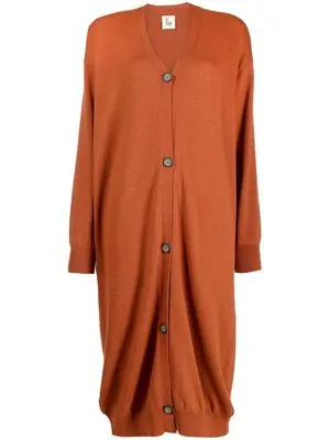 PAULA Buttoned-up Knitted Dress - Orange