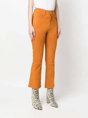 PAULA Flared Suede Trousers - Orange