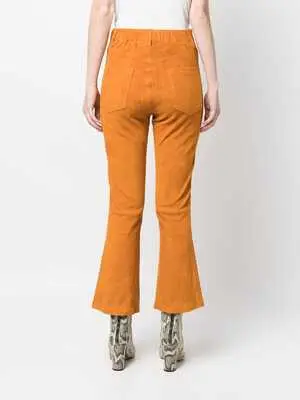PAULA Flared Suede Trousers - Orange