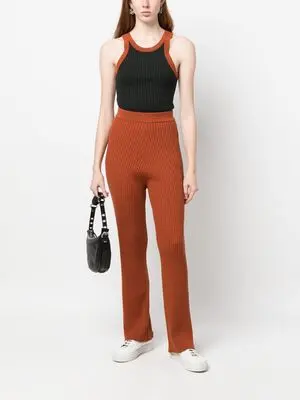 PAULA Ribbed-knit Flared Trousers