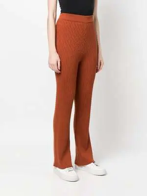 PAULA Ribbed-knit Flared Trousers