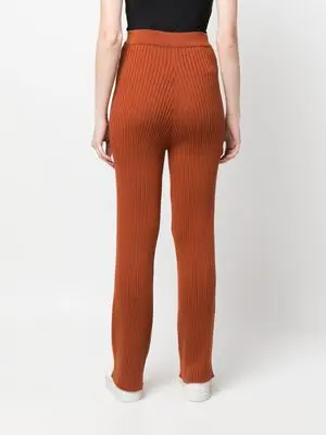 PAULA Ribbed-knit Flared Trousers